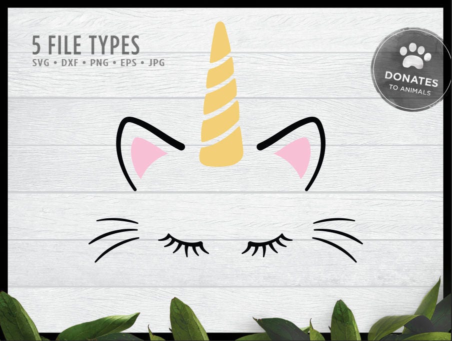 5 Files Unicorn Cat SVG Unicorn Kitty for Shirt Clipart | Etsy