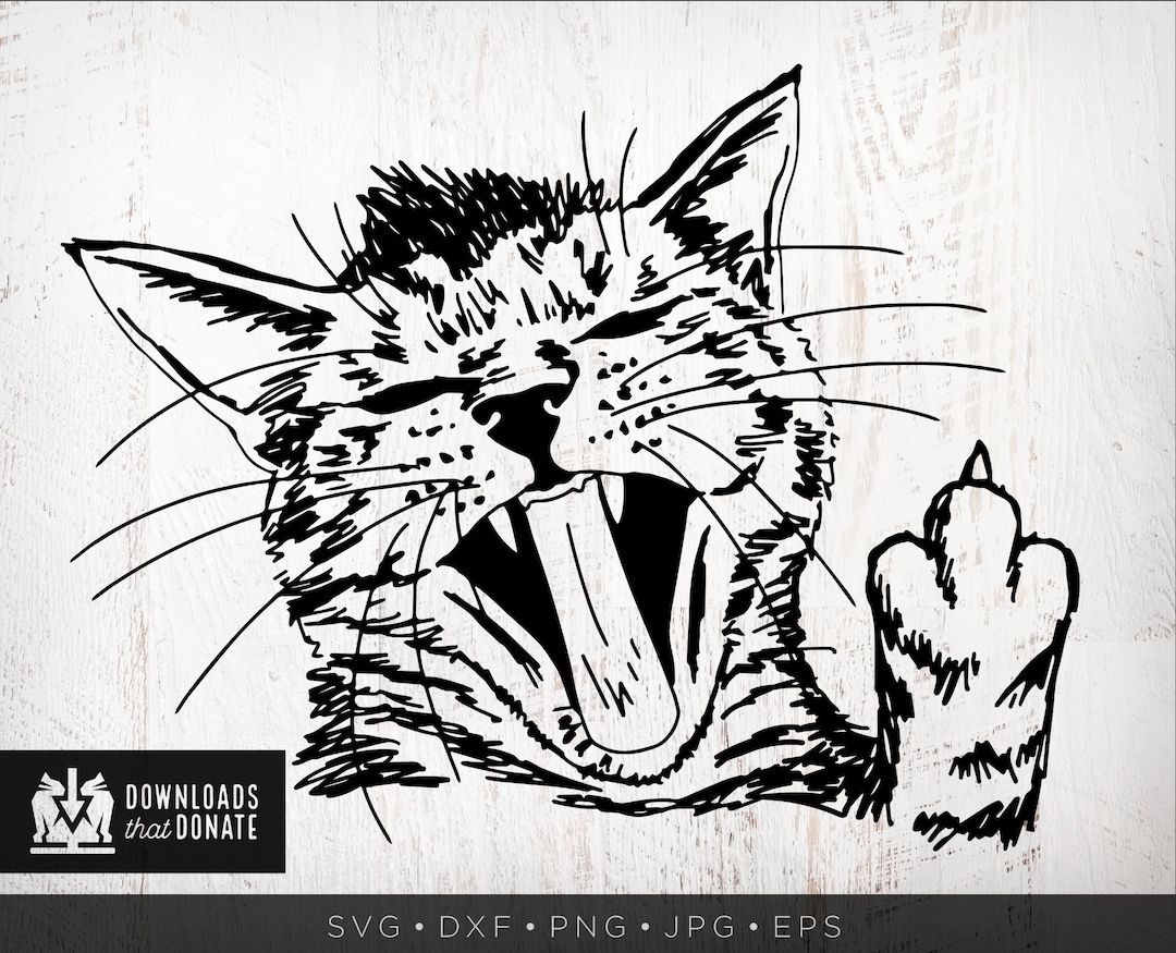 Funny Punk Cat SVG | Bad Cat SVG | Hard Rock Cat Clip Art Hand Drawn ...