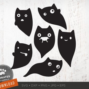 Cute Halloween SVG | Cute Cat Ghosts Funny Halloween SVG for Kids ...
