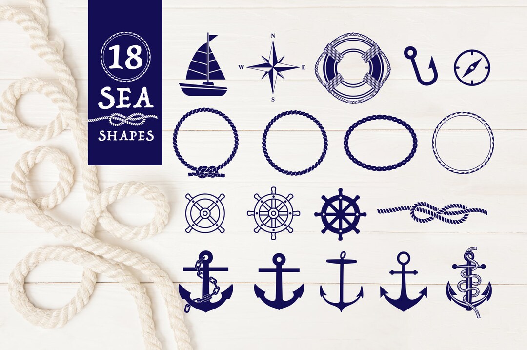18 Nautical Clipart SVG Bundle | Anchor SVG Nautical Clip Art Ocean SVG ...