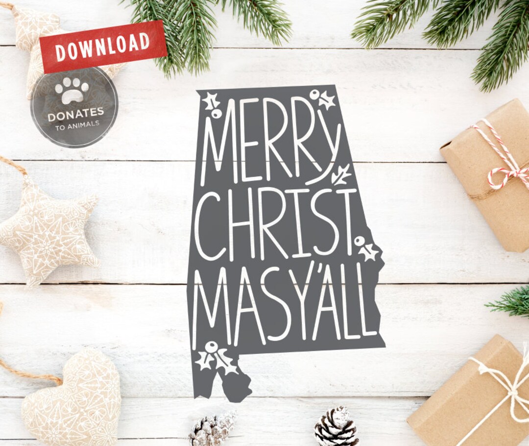 Bama Christmas SVG Christmas Y'all Svg Alabama Christmas SVG Sate of ...
