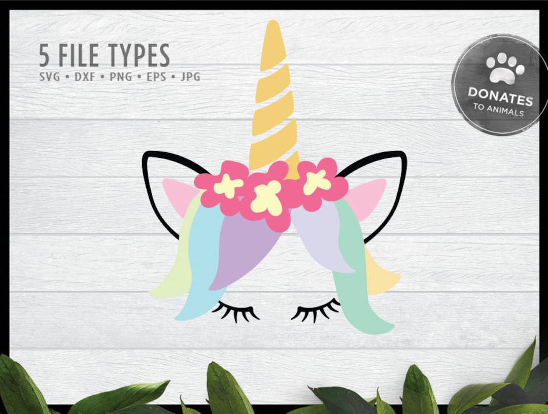 Unicorn Face SVG | Rainbow Unicorn Head | Gold Unicorn Horn Birthday ...