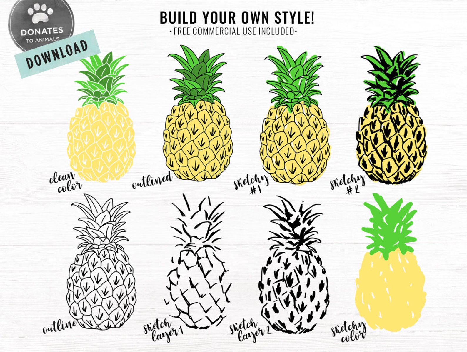 Pineapple SVG Bundle Summer SVG Pineapple Clipart Pineapple - Etsy