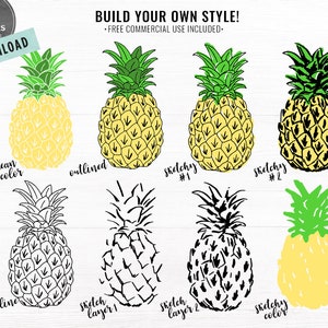 Pineapple SVG Bundle Summer SVG Pineapple Clipart Pineapple Cut File ...