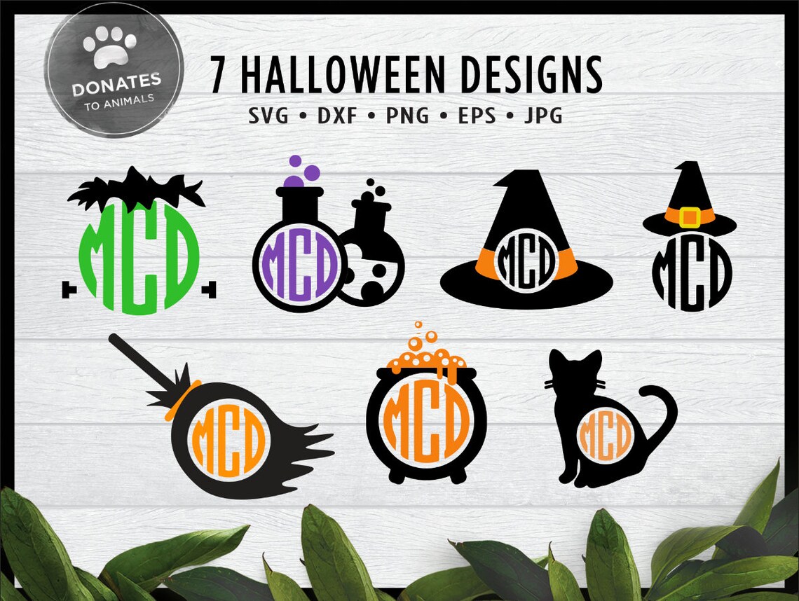 7 Halloween Monogram SVG Bundle | Witch Monogram Frame Pack Halloween ...