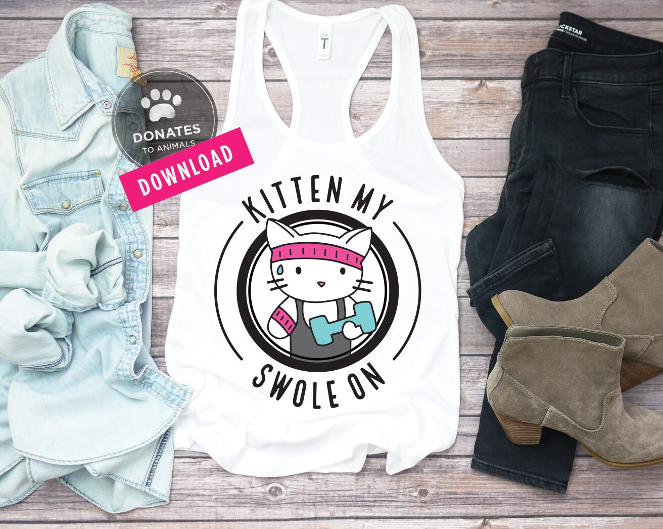 Kitten My Swole on Svg Funny Workout SVG Gym Bag SVG Cat - Etsy