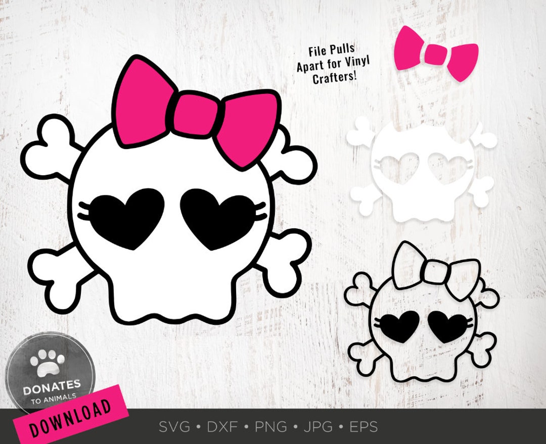 Girl Skull SVG | Cute Skull Clipart | Cute Halloween SVG | Kids ...