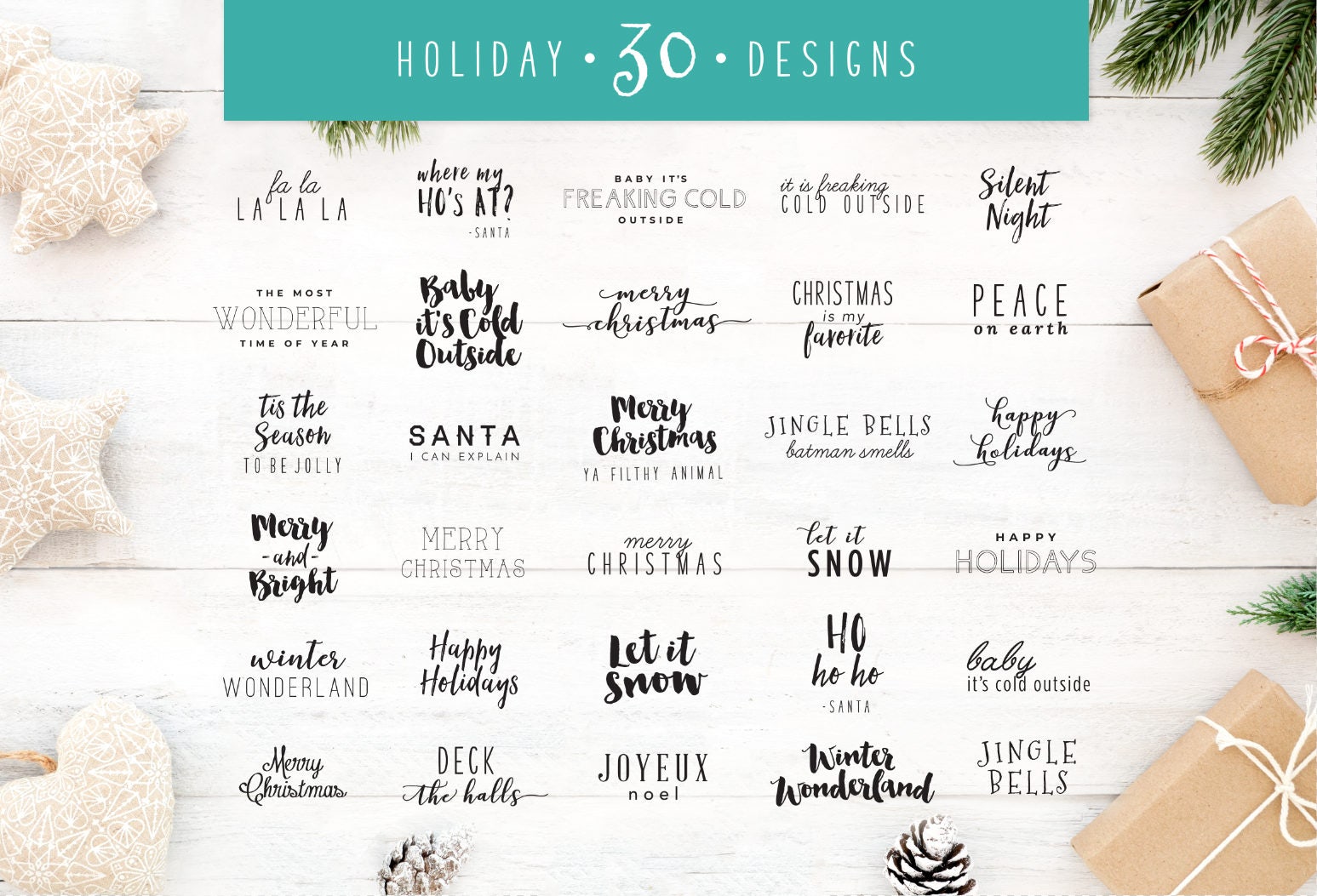 30 Christmas Sayings SVG Bundle | Christmas SVG Pack | Holiday SVG ...