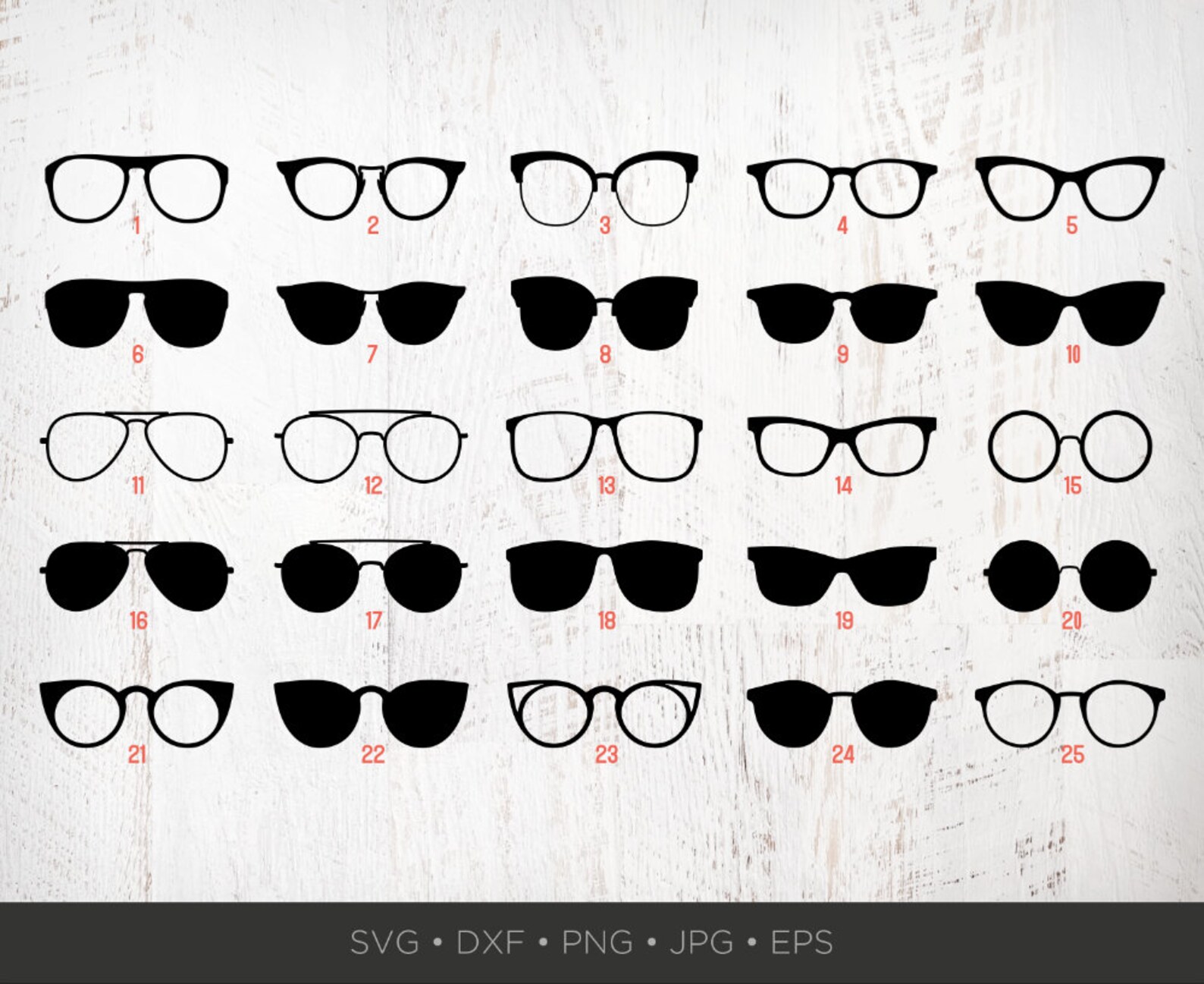 25 Sunglasses SVG Bundle Aviator Sunglasses SVG Eye Glasses | Etsy