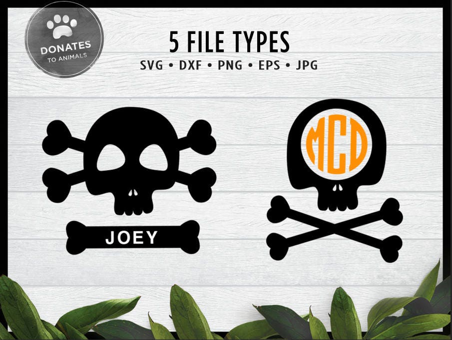 10 Files 2 Styles Skull Monogram SVG Frame Bundle | Etsy