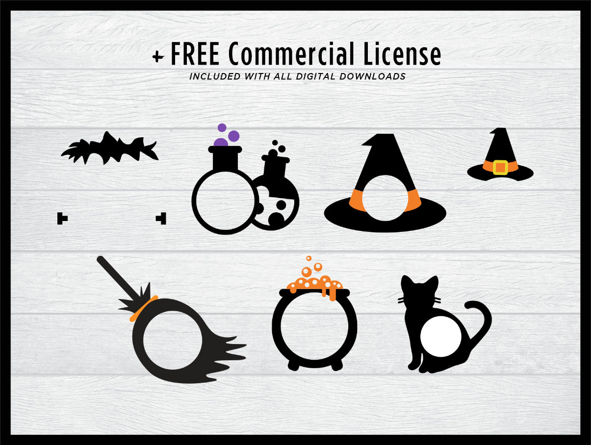 7 Halloween Monogram SVG Bundle Witch Monogram Frame Pack | Etsy