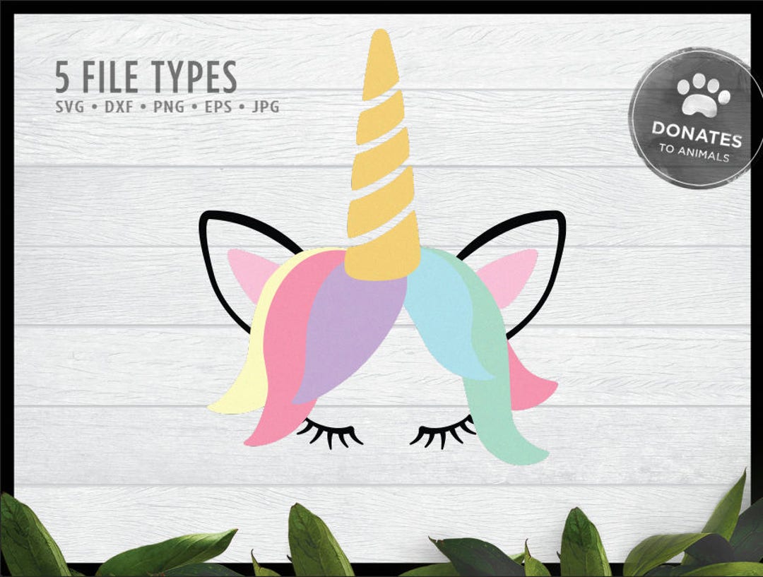 Unicorn Face SVG | Rainbow Unicorn Head | Gold Unicorn Horn Birthday ...