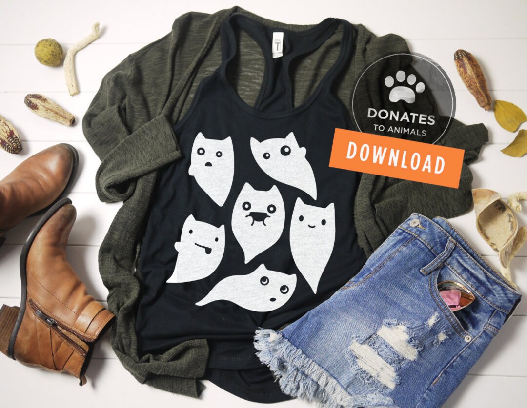 Cute Halloween SVG | Cute Cat Ghosts Funny Halloween SVG for Kids ...