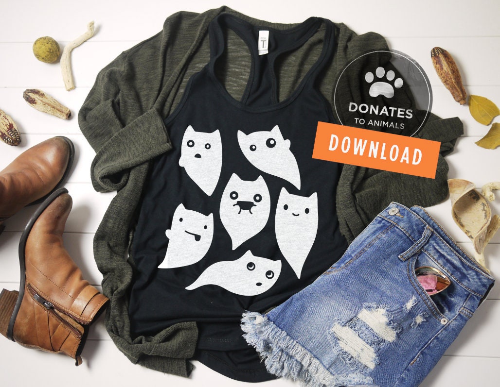 Cute Halloween SVG Cute Cat Ghosts Funny Halloween SVG for - Etsy