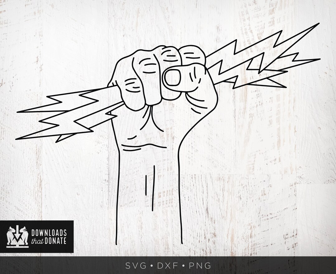 Fist Holding Lightning Bolts SVG | Superhero Svg | Fist Outline Svg ...