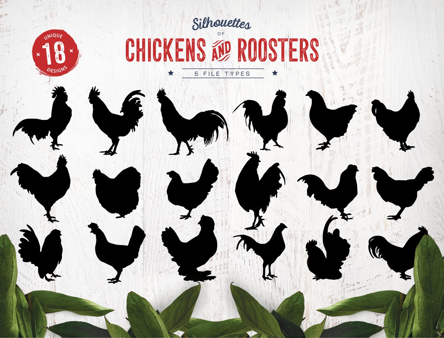 18 Chicken SVG Bundle Farm Svg Kitchen Svg Rooster SVG Chickens SVG ...