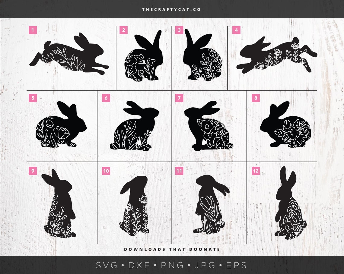 Layered Floral Rabbit SVG Bundle Flower Bunny SVG Bundle | Etsy