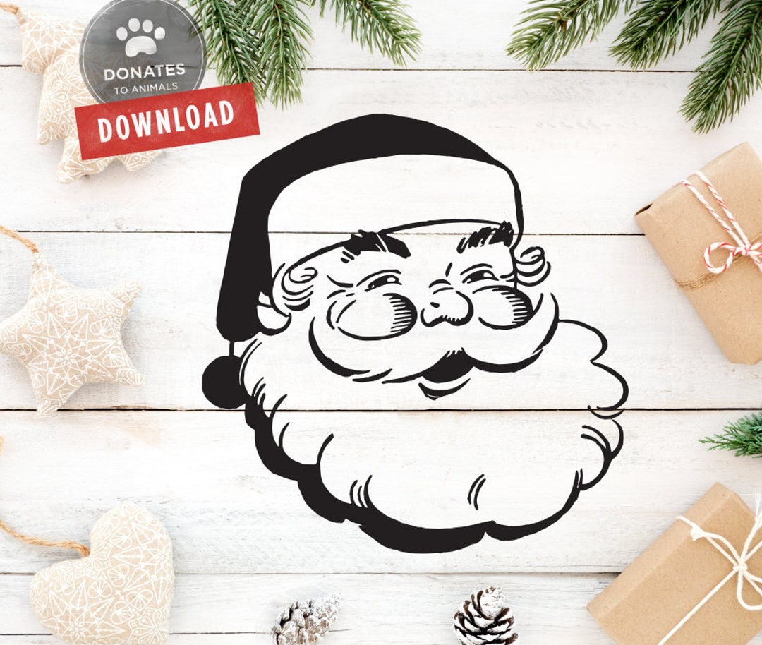 Santa Head SVG | Vintage Christmas SVG | Santa Face SVG Christmas Svg ...