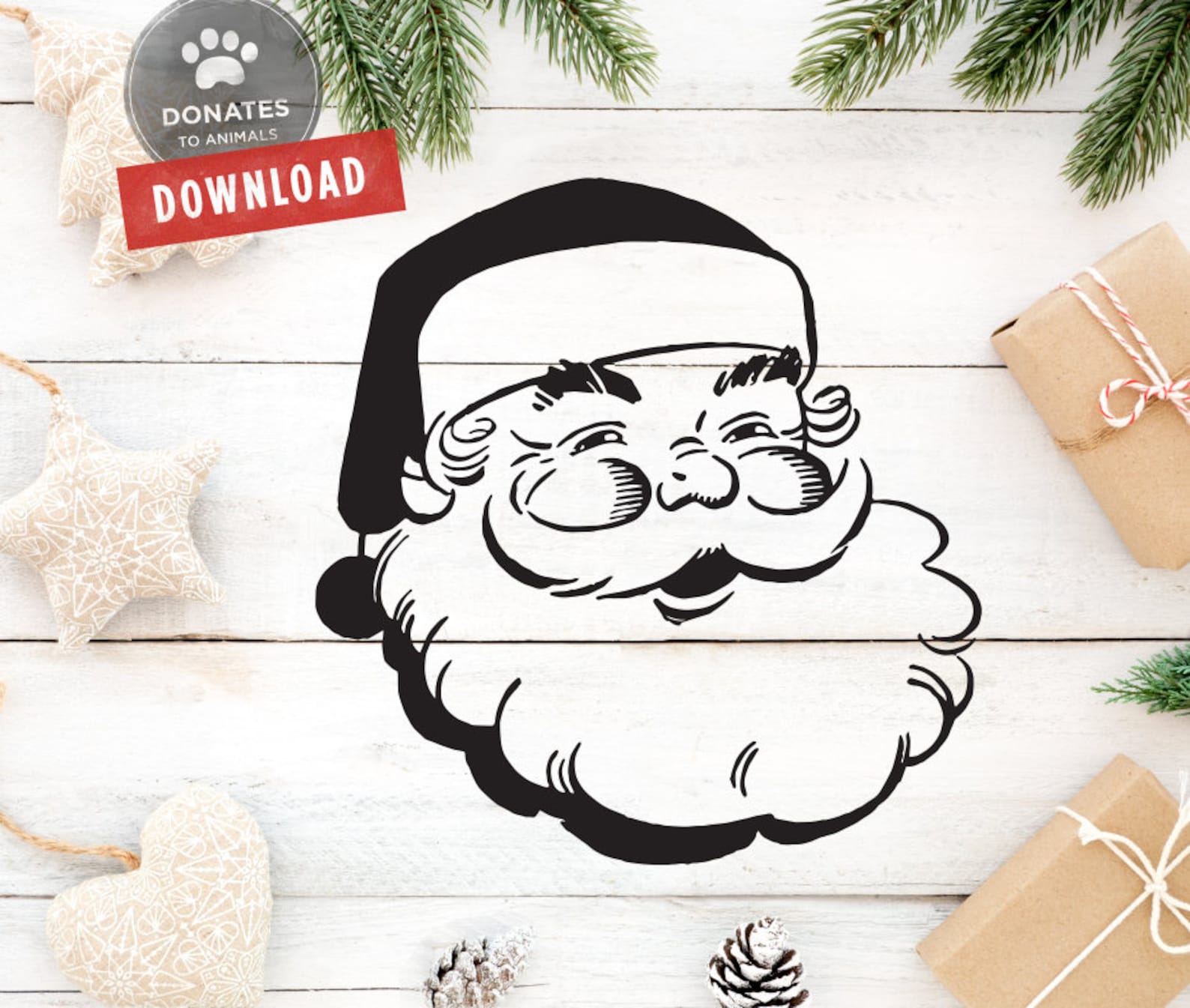 Santa Head SVG | Vintage Christmas SVG | Santa Face SVG Christmas Svg ...