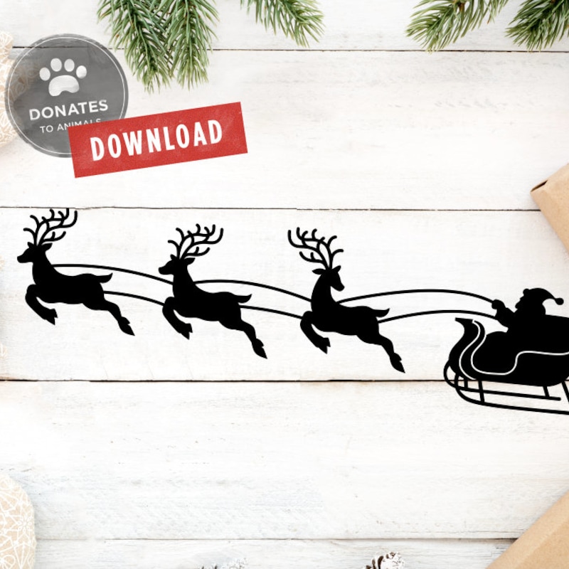 Santa and Reindeer Svg - Etsy