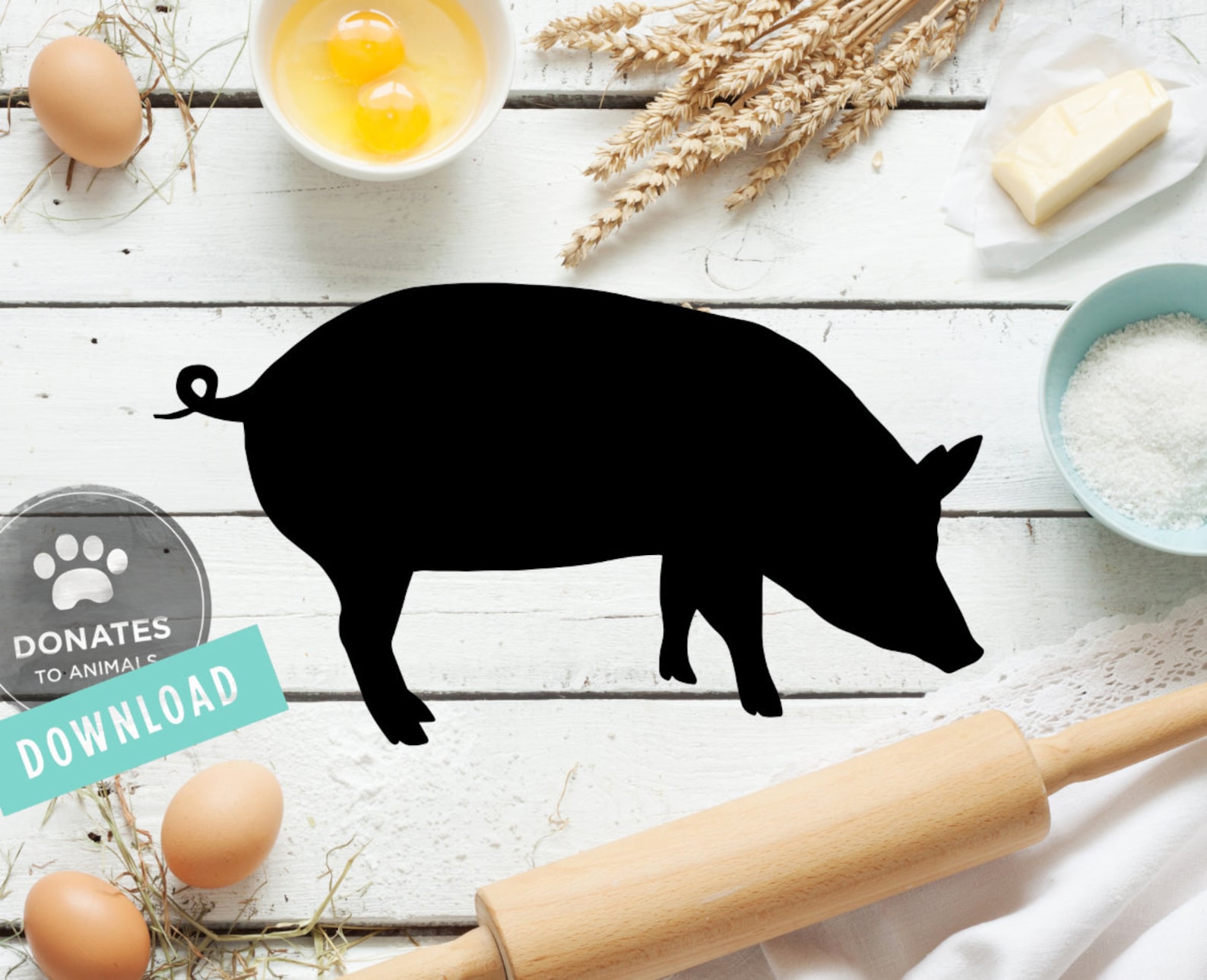 Pig SVG Farm Svg Kitchen Svg Hog Clipart Rooster SVG | Etsy