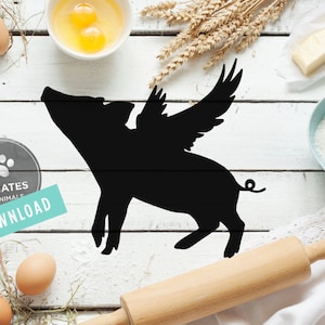 Flying Pig SVG | Farm Svg Kitchen Svg Hog Clipart Rooster SVG Files Pig ...