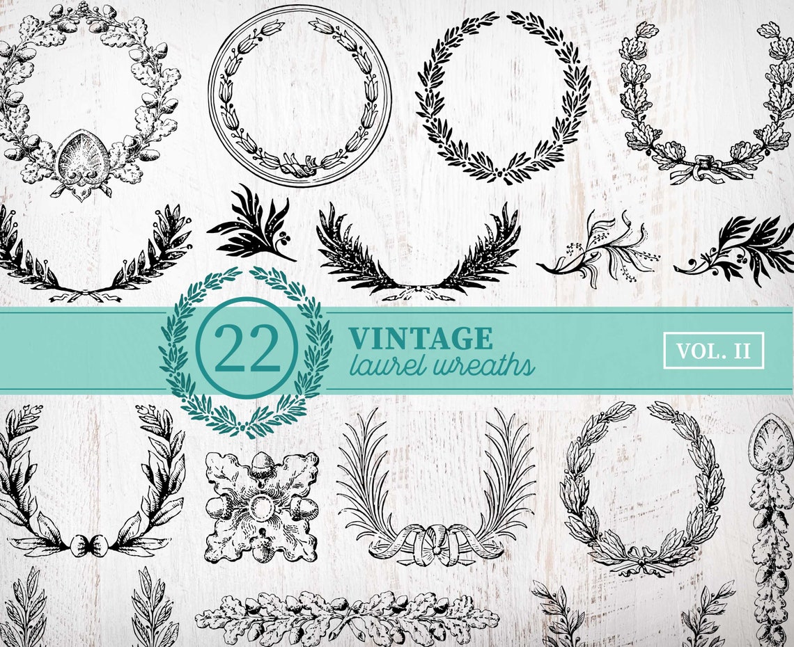22 Vintage Laurel Wreath Clipart Vintage Christmas Wreath | Etsy