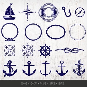 18 Nautical Clipart SVG Bundle | Anchor SVG Nautical Clip Art Ocean SVG ...