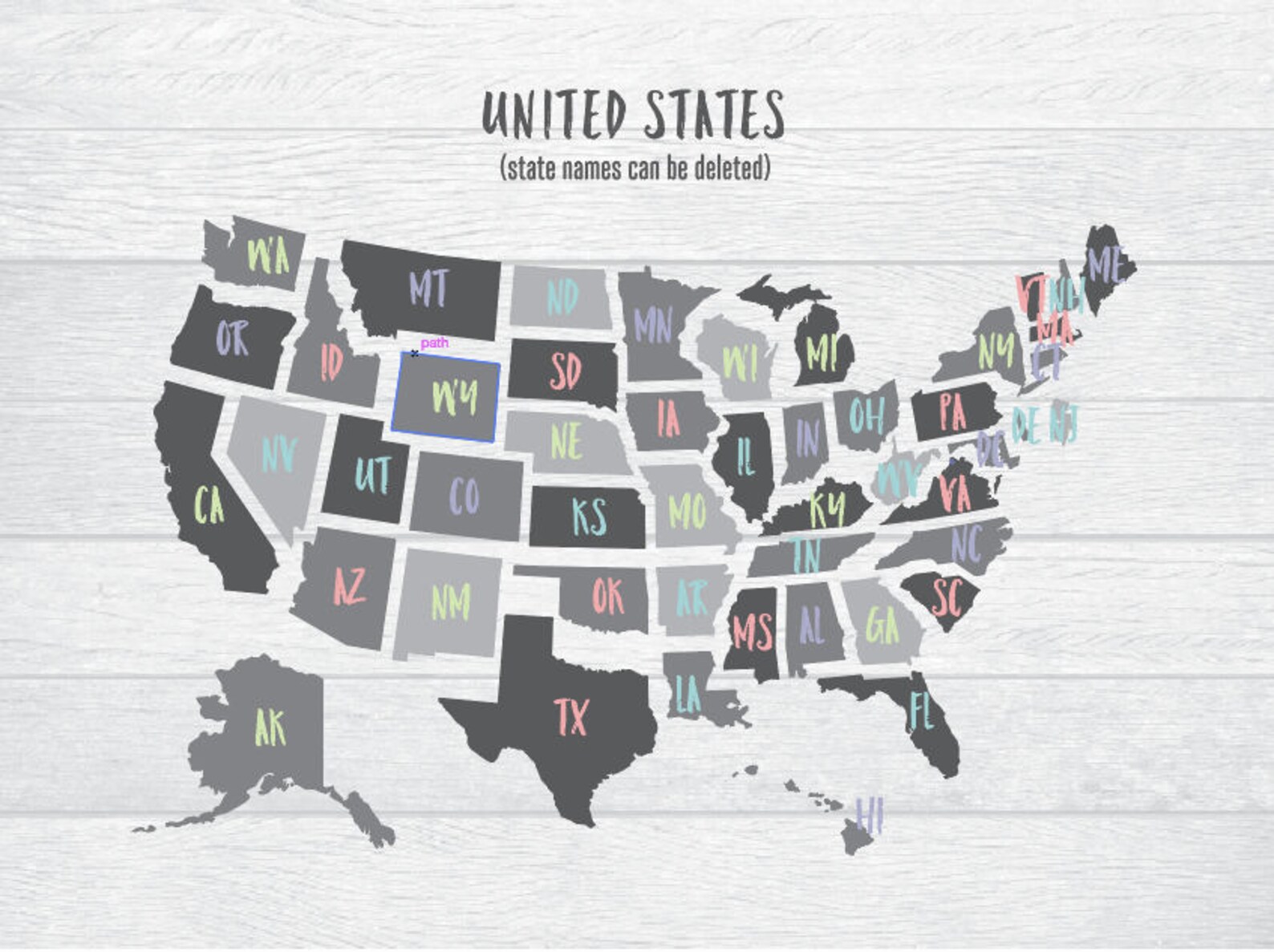 793 Files | 50 State Shapes Cut File Bundle for Cricut 50 United States ...