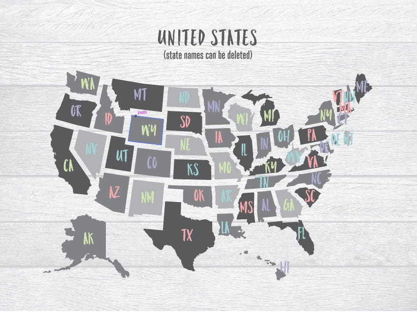 793 Files | 50 State Shapes Cut File Bundle for Cricut 50 United States ...