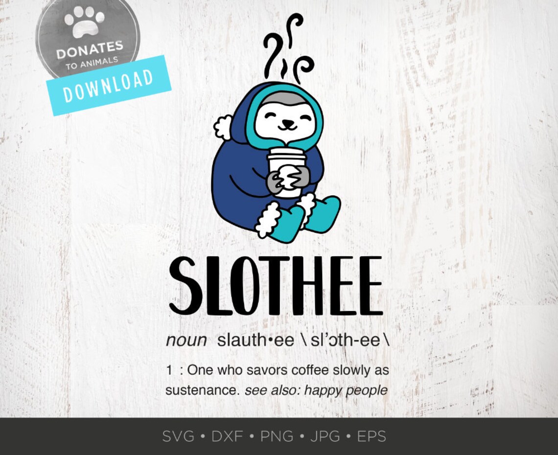 Cute Sloth SVG Funny Sloth Coffee Png Cut File for Cricut | Etsy
