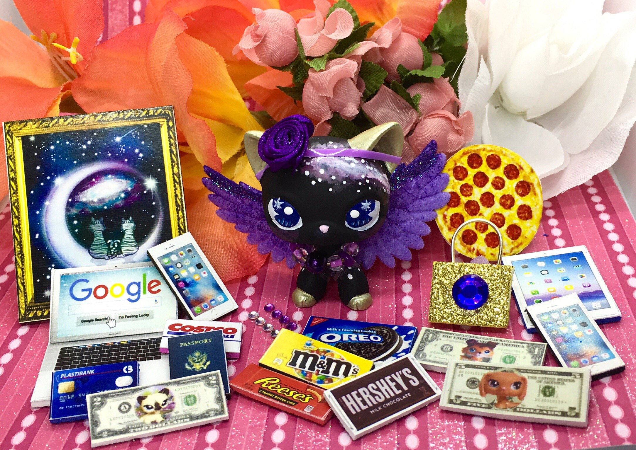 Littlest pet shop custom purple wings & galaxy accessories lps | Etsy