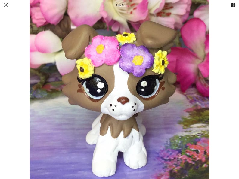 Littlest Pet Shop Cute Collie flowers Dog Ooak Custom Nice | Etsy