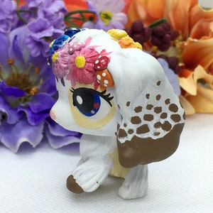 Littlest Pet Shop Cute, Cocker Spaniel DOG, With Flowers, Hand Painted ...