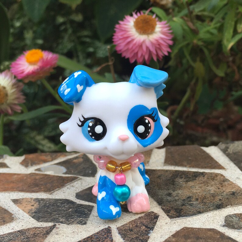Littlest Pet Shop Cute Collie Blue and White Dog Ooak Custom - Etsy