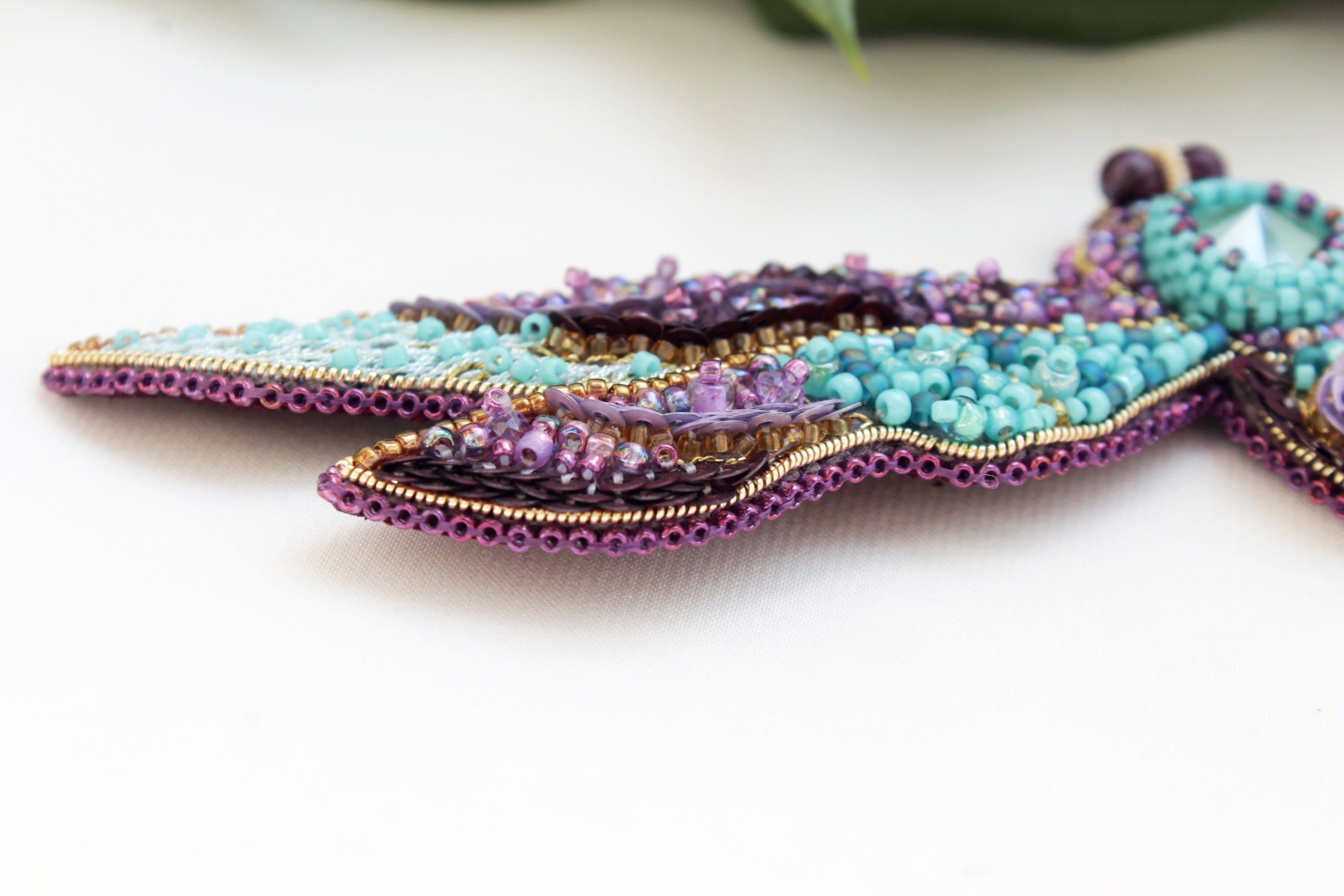 Seed bead big dragonfly statement brooch Beaded embroidery | Etsy