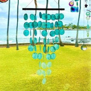 Capiz Shell Wind Chimes Ocean Nautical Decor. Rainbow Mint Marine Color ...