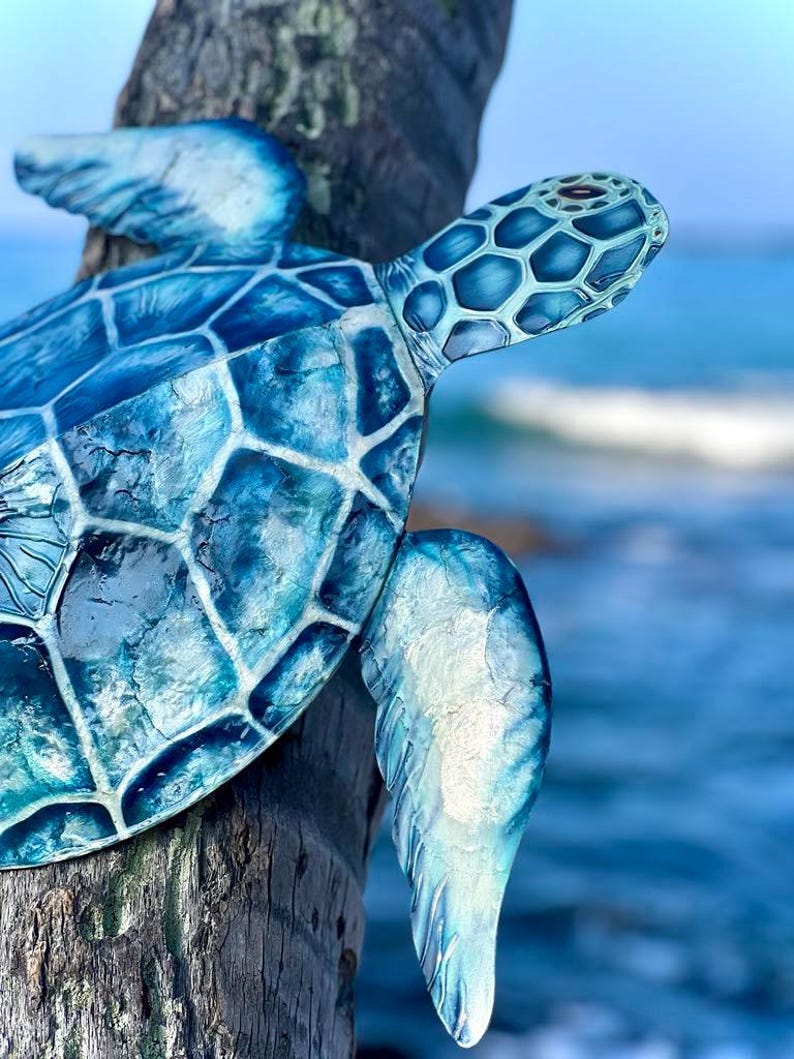 Hand-painted Oyster Shell Turtle Wall Decor: Rust Proof Aluminum - Etsy