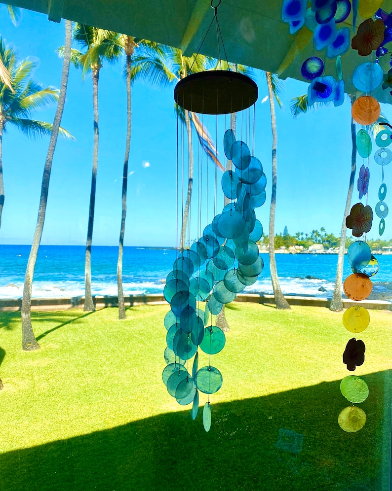 Capiz Shell Wind Chime Ocean Nautical Decor. Sea Blue Beach - Etsy