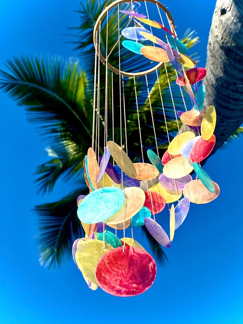 New Capiz Shell Rainbow Spiral Wind Chime Natural Sea Shell | Etsy