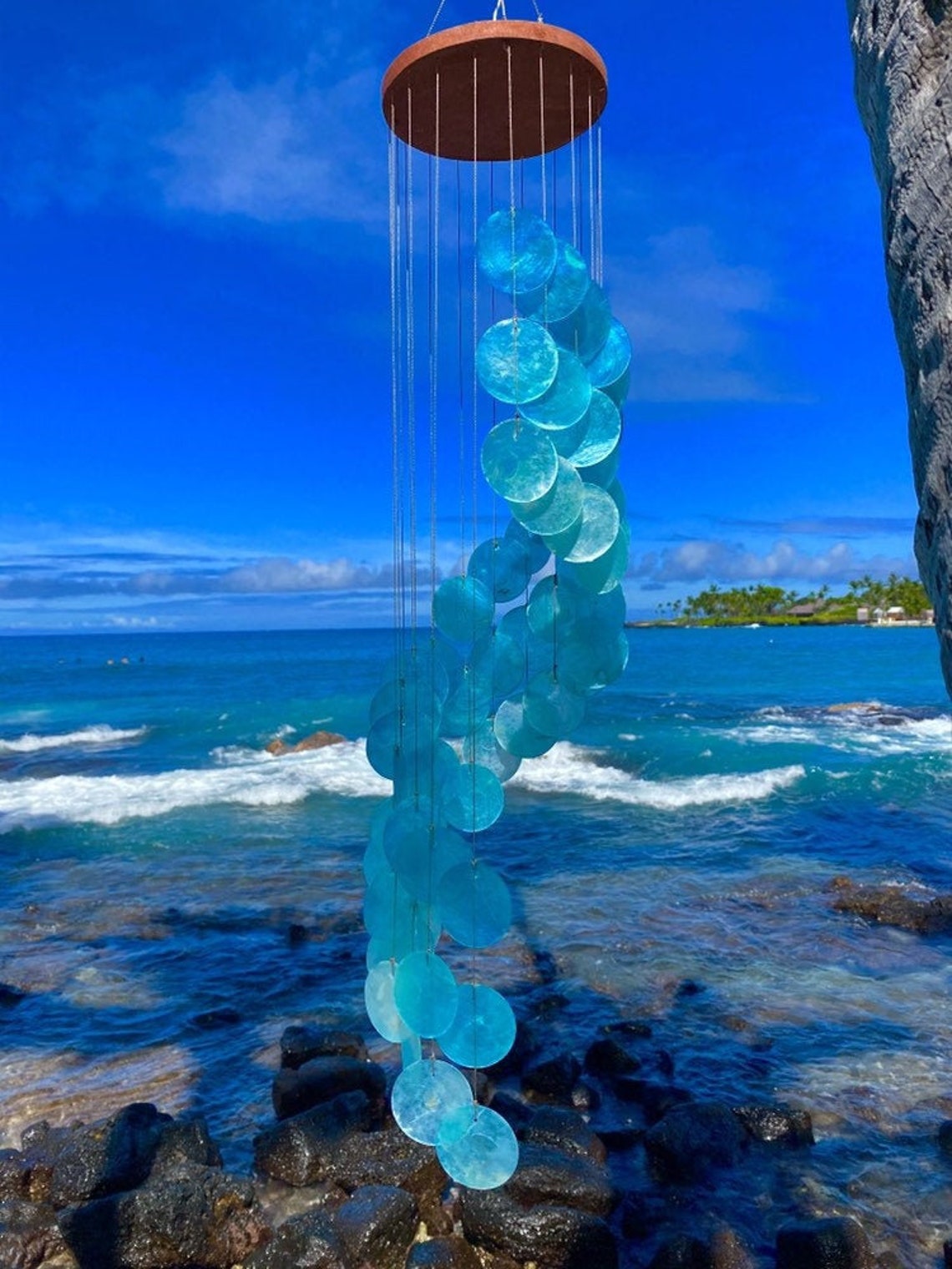 Capiz Shell Wind Chime Ocean Nautical Decor. Sea Blue Beach - Etsy