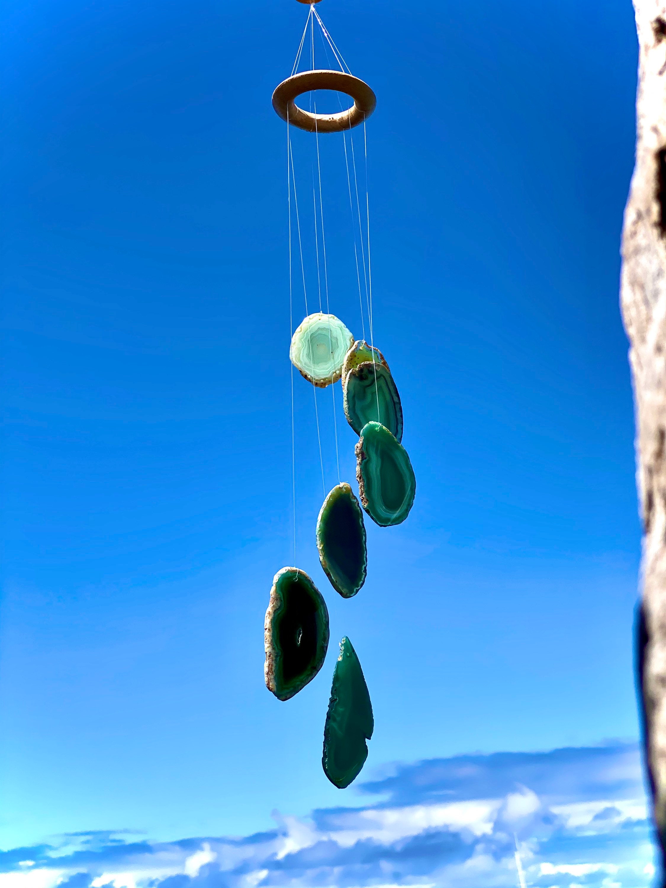 Sliced Agate Wind Chime Suncatcher. Seafoam Green Healing - Etsy India