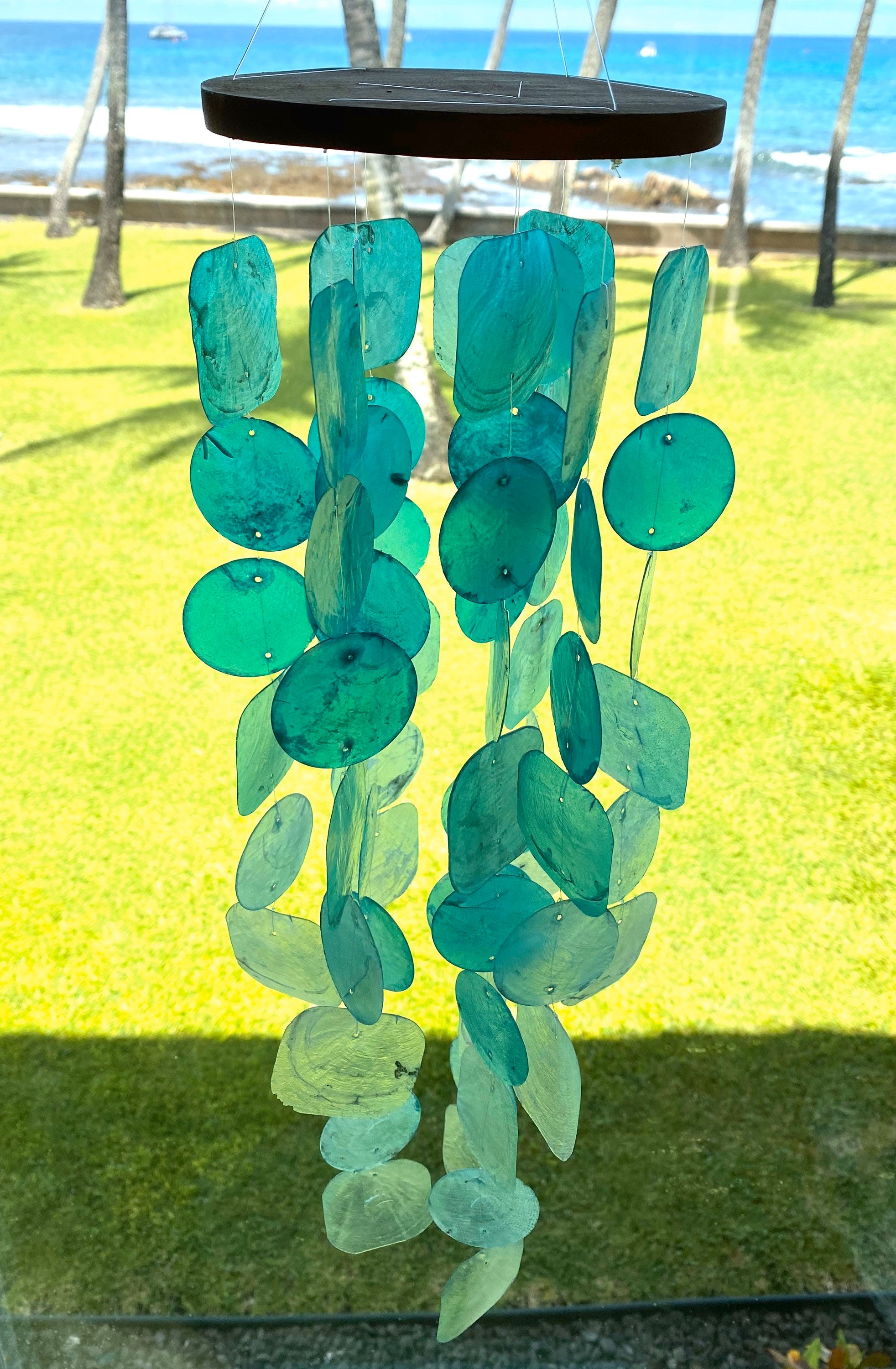 Capiz Shell Wind Chime Ocean Nautical Decor. Waterfall Color. - Etsy