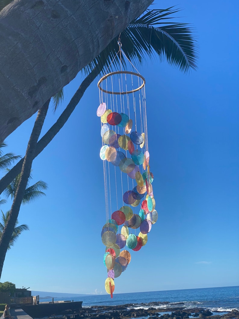 New Capiz Shell Rainbow Spiral Wind Chime Natural Sea Shell - Etsy