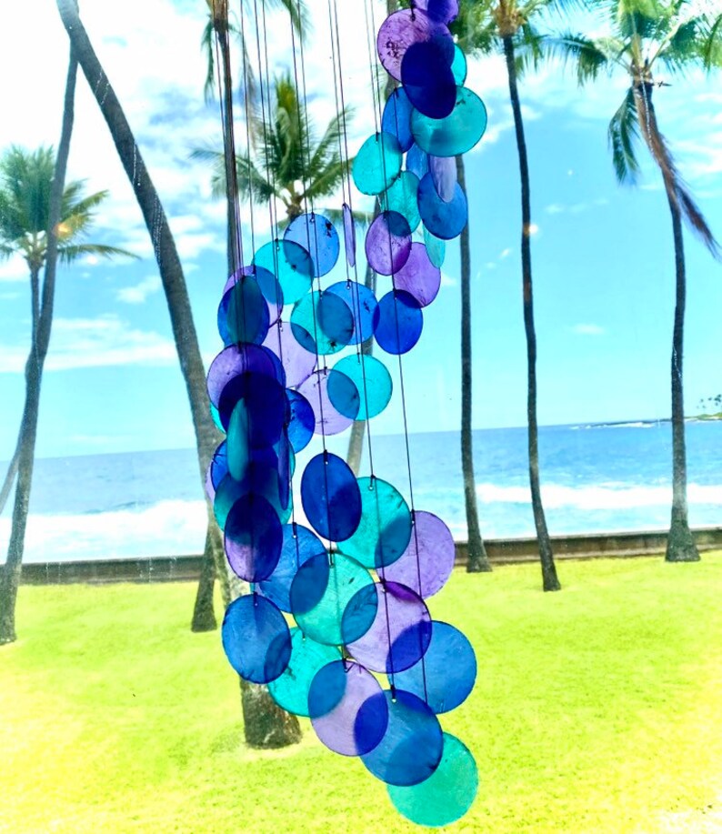 Capiz Shell Wind Chime Ocean Nautical Decor. Mermaid Rainbow | Etsy