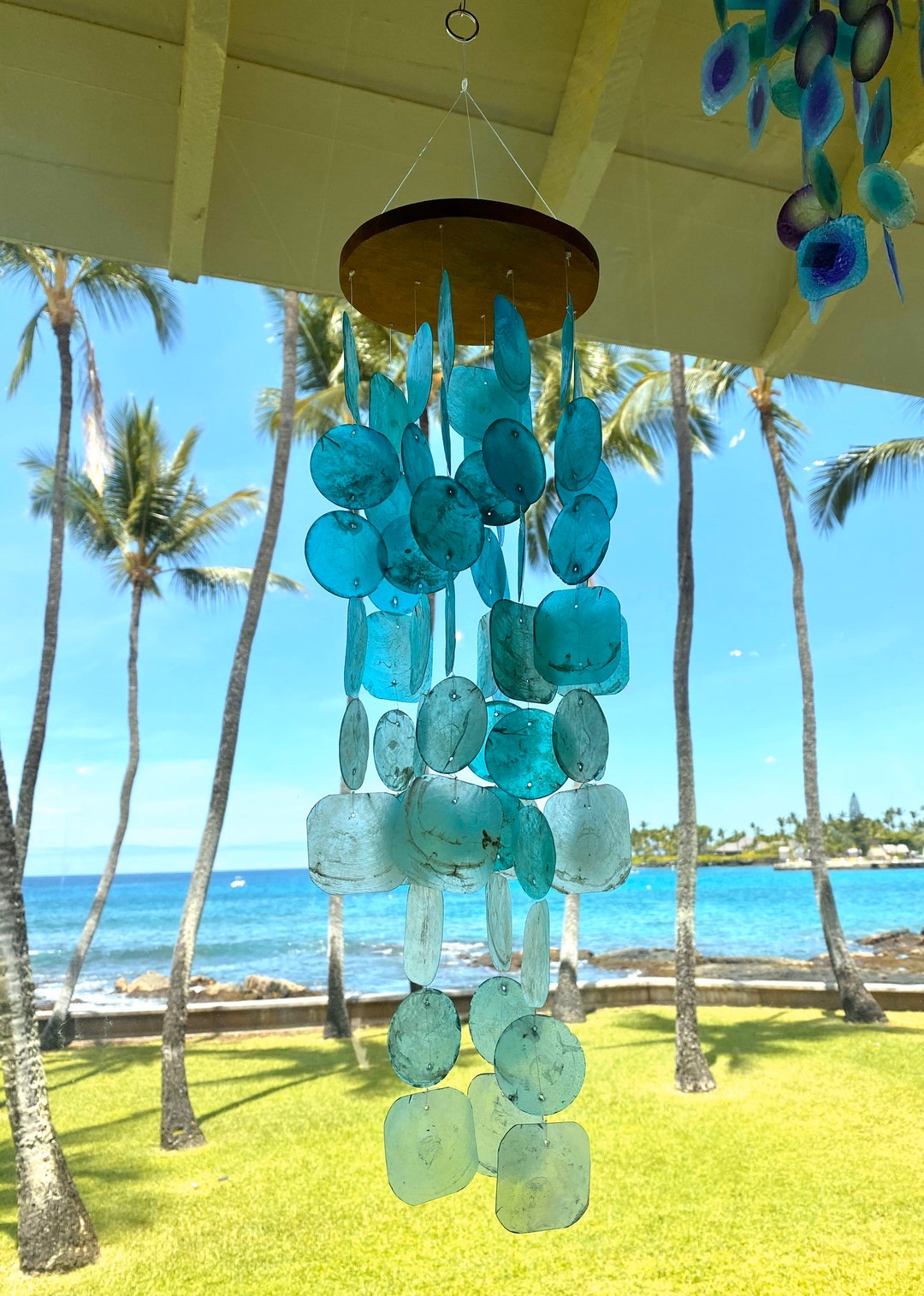 Capiz Shell Wind Chime Ocean Nautical Decor. Waterfall Color. - Etsy