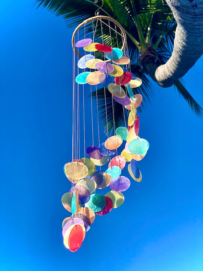 New Capiz Shell Rainbow Spiral Wind Chime Natural Sea Shell - Etsy