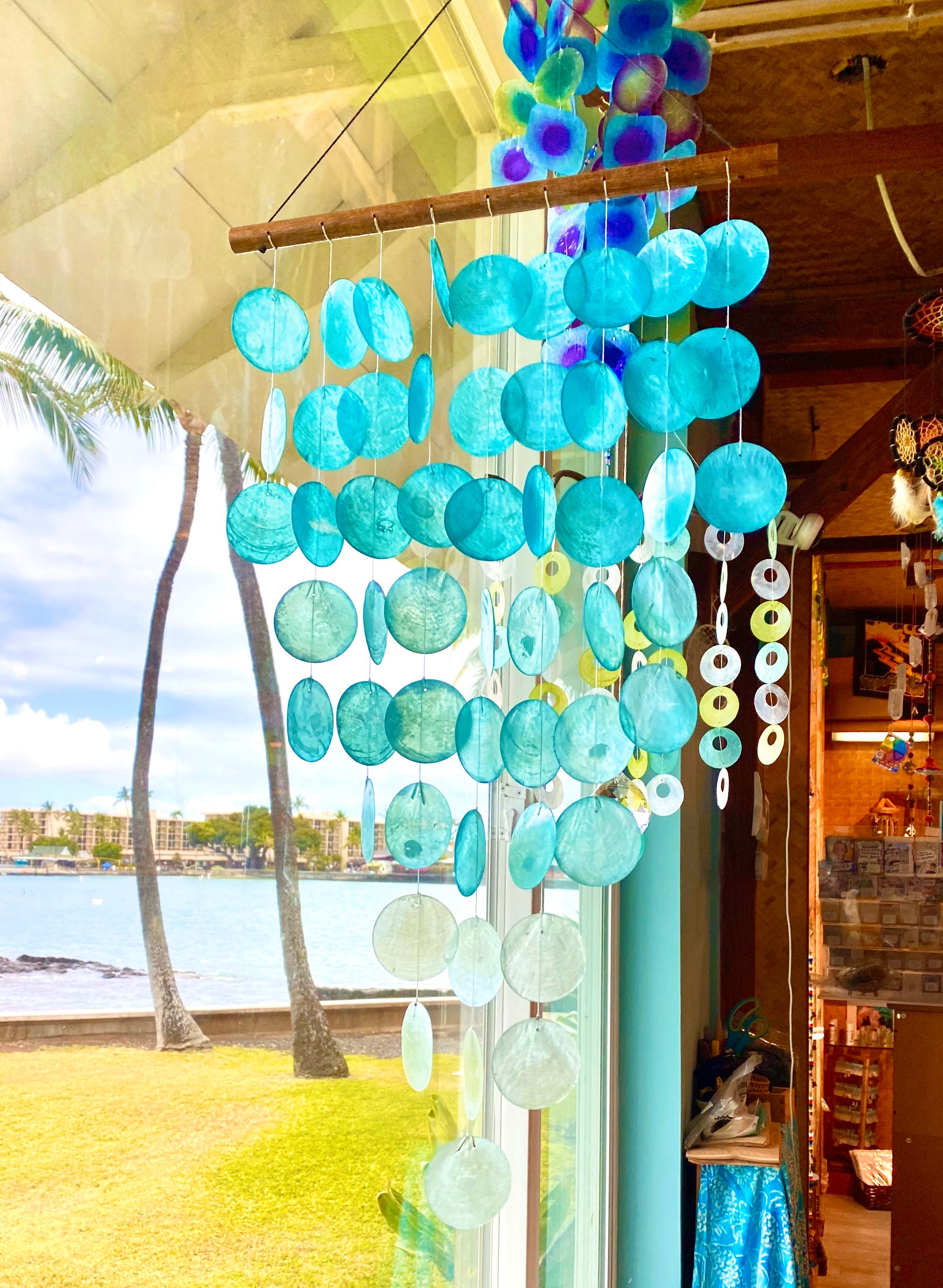 Capiz Shell Wind Chimes Ocean Nautical Decor. Rainbow Mint - Etsy