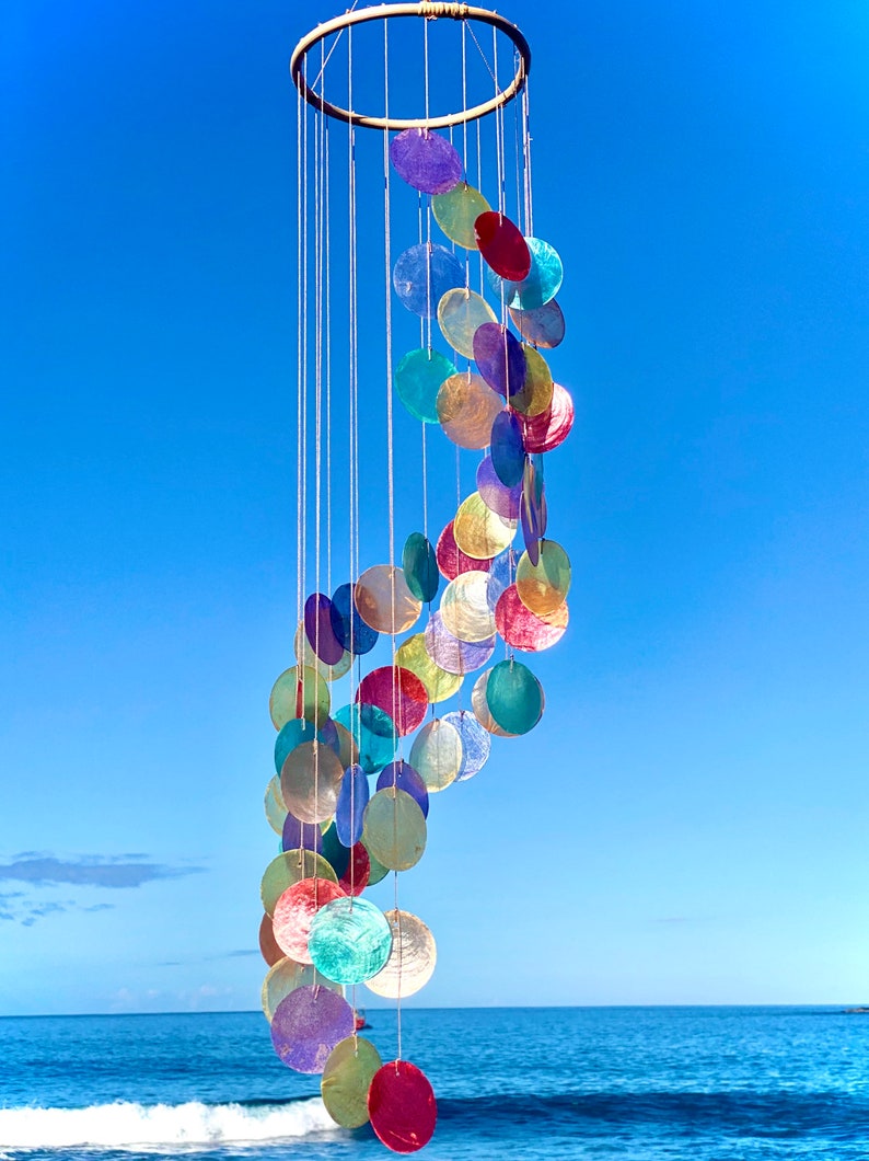 New Capiz Shell Rainbow Spiral Wind Chime Natural Sea Shell - Etsy