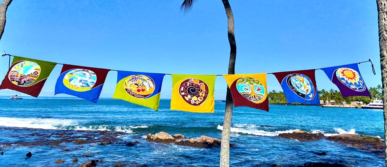 Hand-painted Hawaiian Prayer Flags: Spiritual Home Decor - Etsy